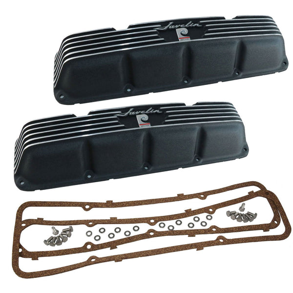 Valve Cover Kit, Pierre Cardin & Javelin Logo, Finned Black